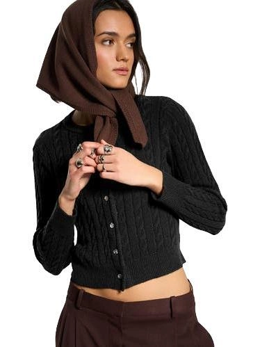 Callahan Valerie Cable Knit Cardigan - Black