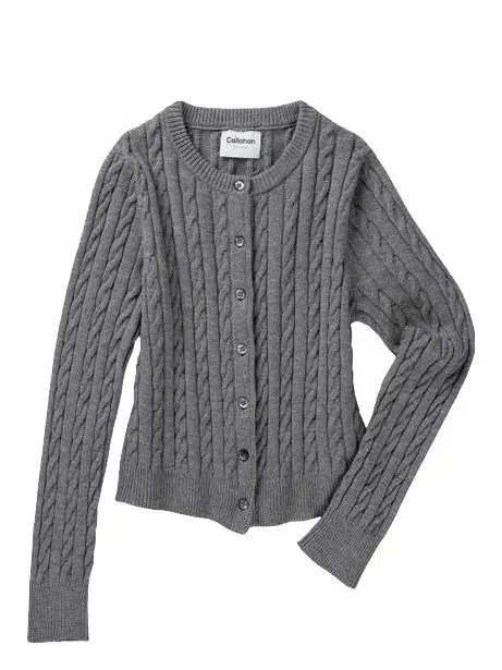 Callahan Valerie Cable Knit Cardigan - Heather Grey