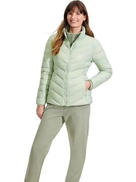 LANDS' END Wanderweight Ultralight Packable Chevron Quilted Down Jacket - Lily Pond