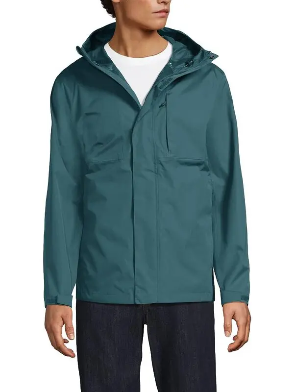 LANDS' END Waterproof Ripstop Raincoat - Teal Pool