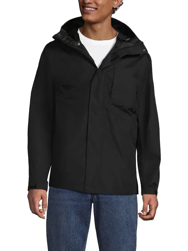 LANDS' END Waterproof Ripstop Raincoat - True Black