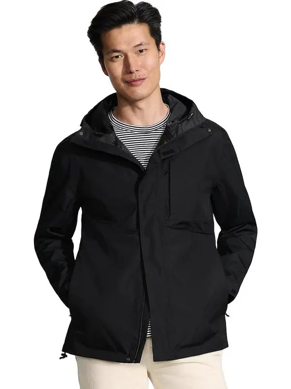 LANDS' END Waterproof Ripstop Raincoat - True Black