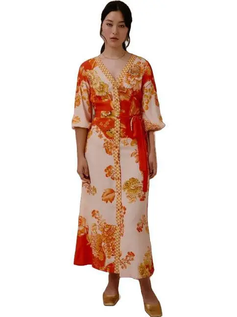 RAISHMA Printed Moroccan Crepe Dress - Floral