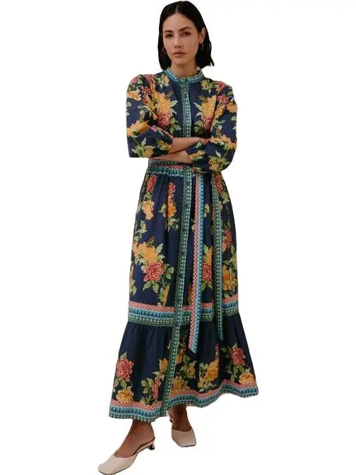 RAISHMA Printed Cotton Poplin Maxi Dress - Floral