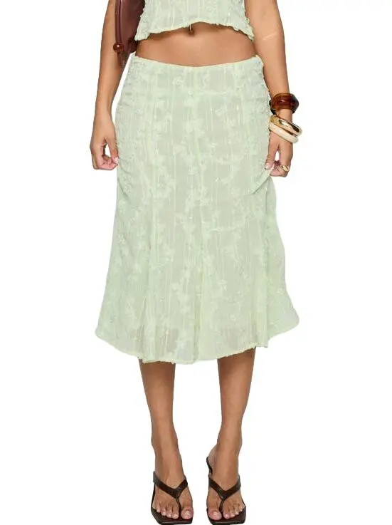 Princess Polly Aspyn Embroidered Low-rise Skirt - Sage Green