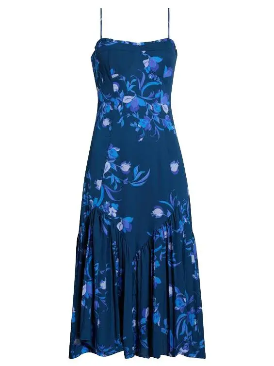 SUGARLIPS Niva Floral Midi Sundress - Navy-blues