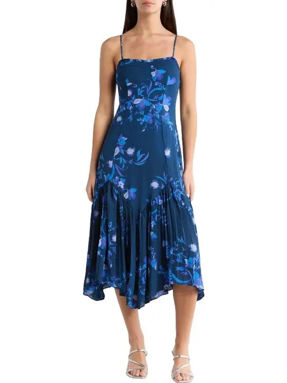 SUGARLIPS Niva Floral Midi Sundress - Navy-blues