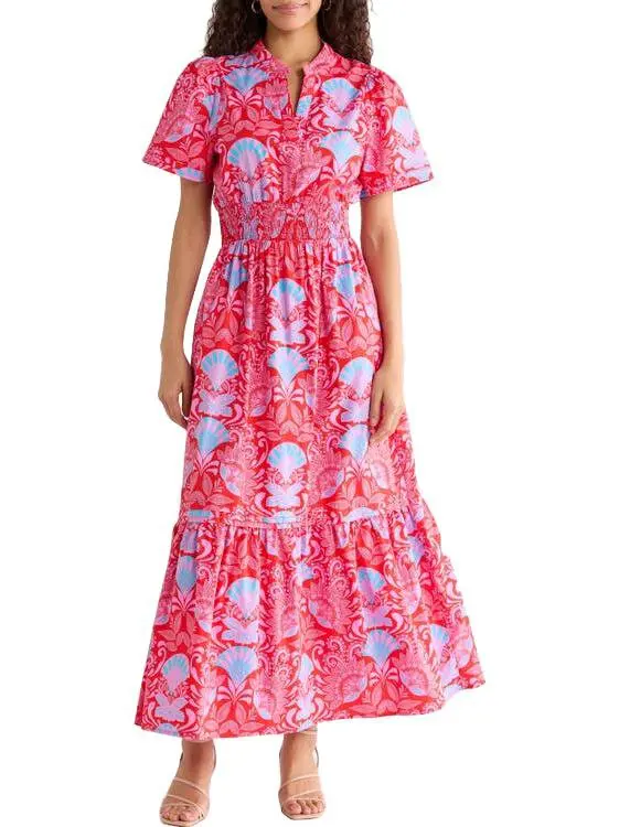 SUGARLIPS Radiant Floral Print A-line Dress - Blue-pink-red