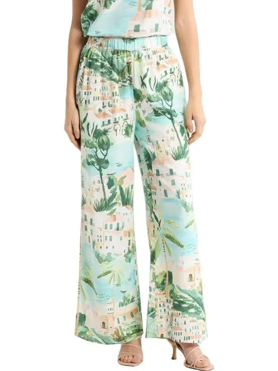 SUGARLIPS Piti Town Snipy High-waist Wide-leg Pants - Aqua-multi