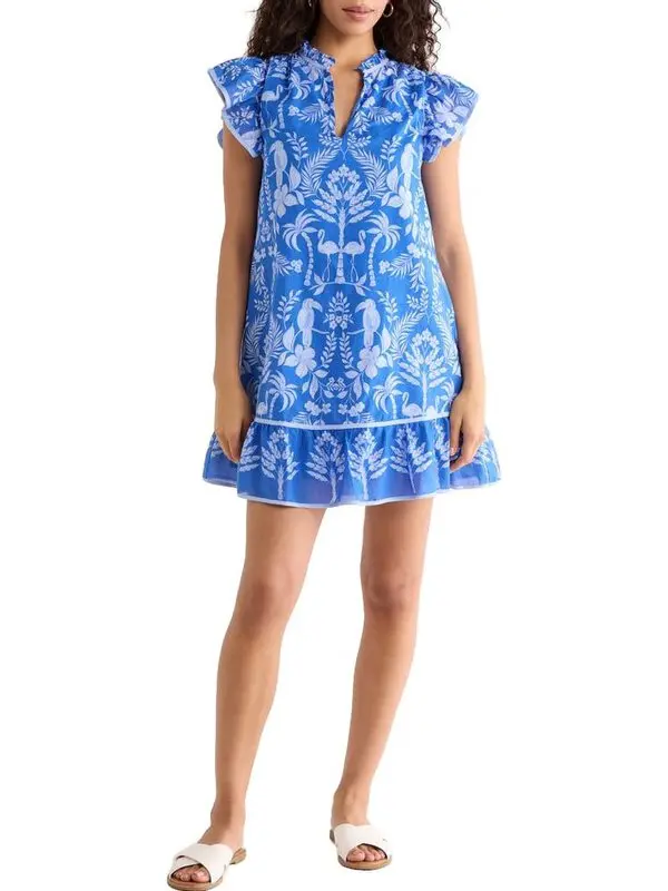 SUGARLIPS Davina Floral Shift Mini Dress - Cobalt-white