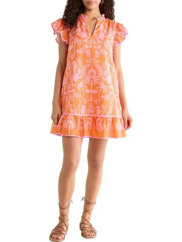 SUGARLIPS Davina Floral Shift Mini Dress - Pink-orange-multi