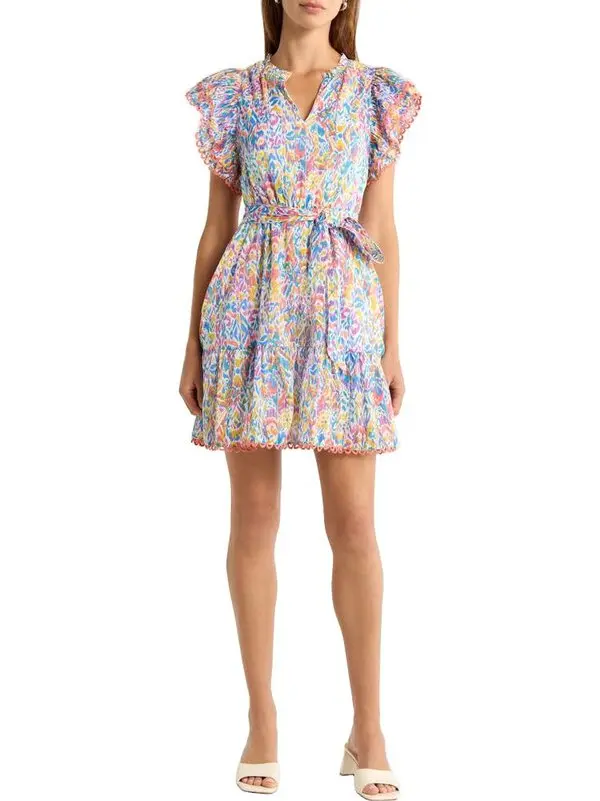 SUGARLIPS Eriny Verbena Floral Cotton Dress - Cream-multi
