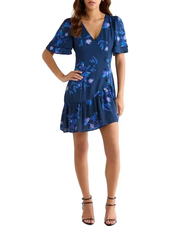 SUGARLIPS Niva Floral Rivane Mini Dress - Navy-blues