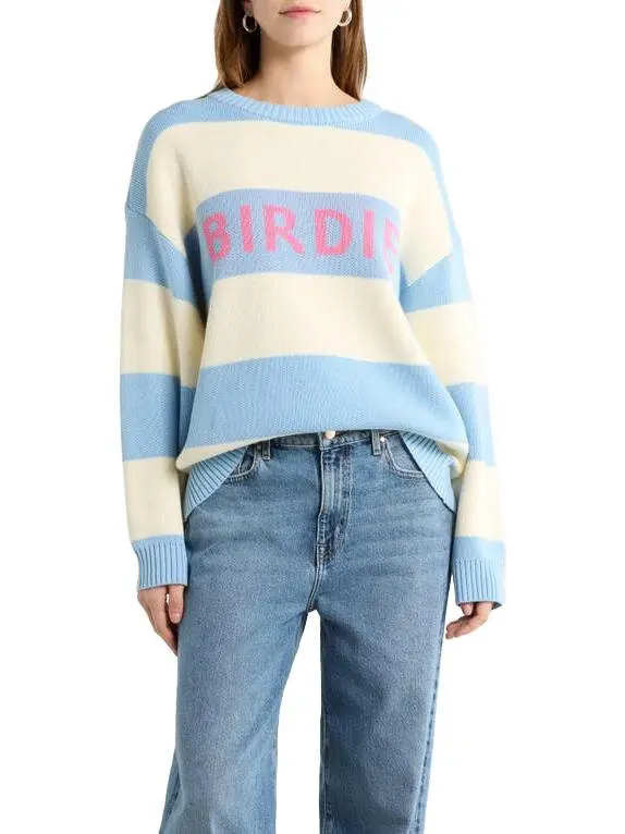 SUGARLIPS Golf Birdie Stripe Cotton Sweater - Blue-cream