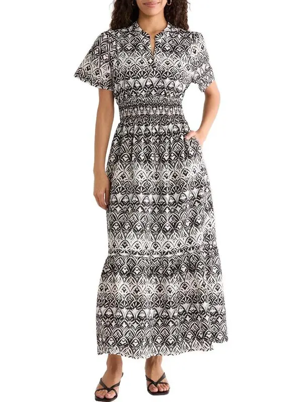 SUGARLIPS Floral Print A-line Dress - Black-white