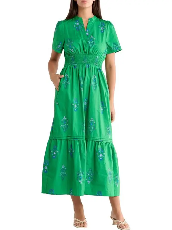 SUGARLIPS Floral Print A-line Dress - Kelly-blues