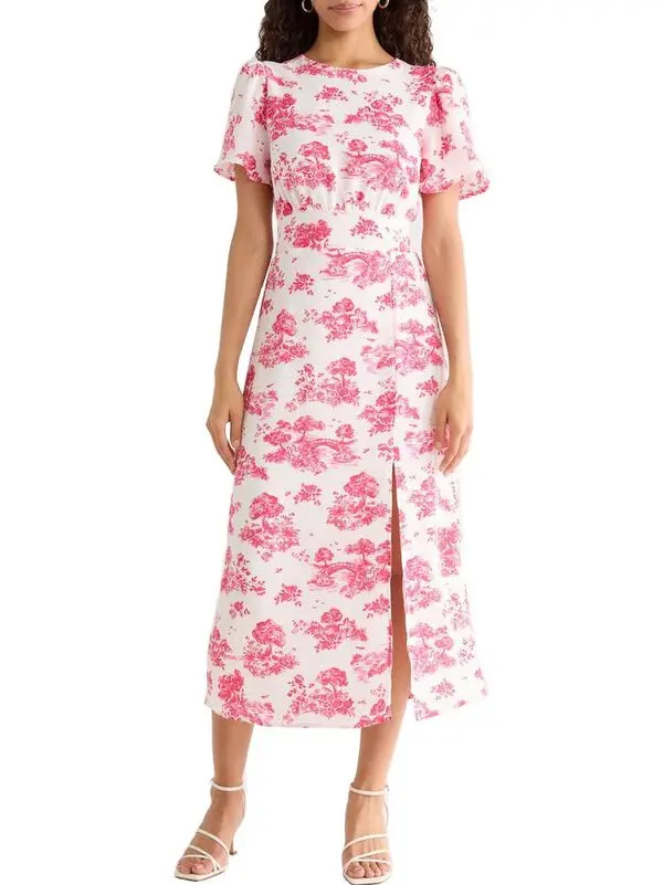 SUGARLIPS Ainsley Meadow Bloom Midi Dress - Ivory-pink