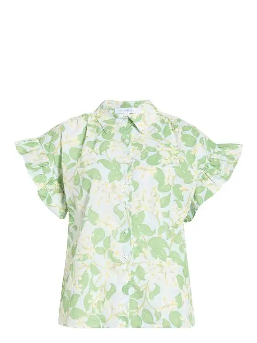 SUGARLIPS Kiany Floral Short Sleeve Shirt - Light-blue-green