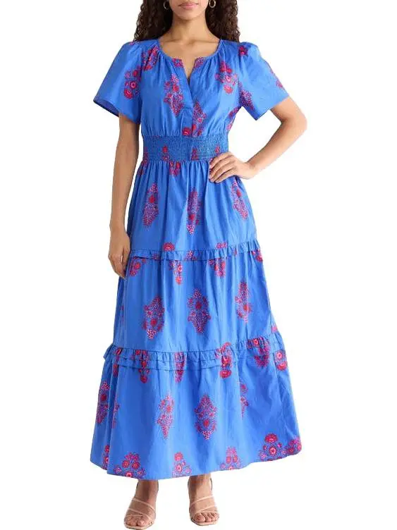 SUGARLIPS Shayna Floral Print Maxi Dress - Blue-pinks