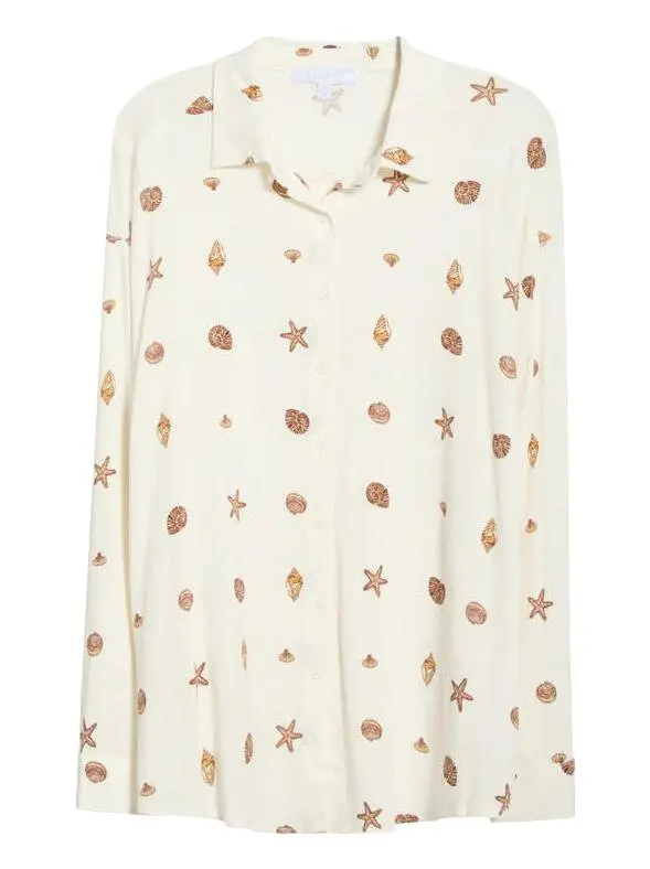 SUGARLIPS Shells Dalton Boyfriend Shirt - Ivory-brown