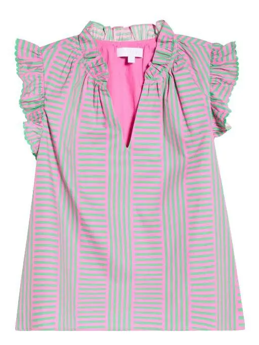 SUGARLIPS Valda Striped Top - Pink-green-multi
