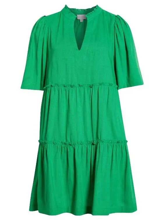 SUGARLIPS Dixie Tiered Cotton Dress - Kelly-green