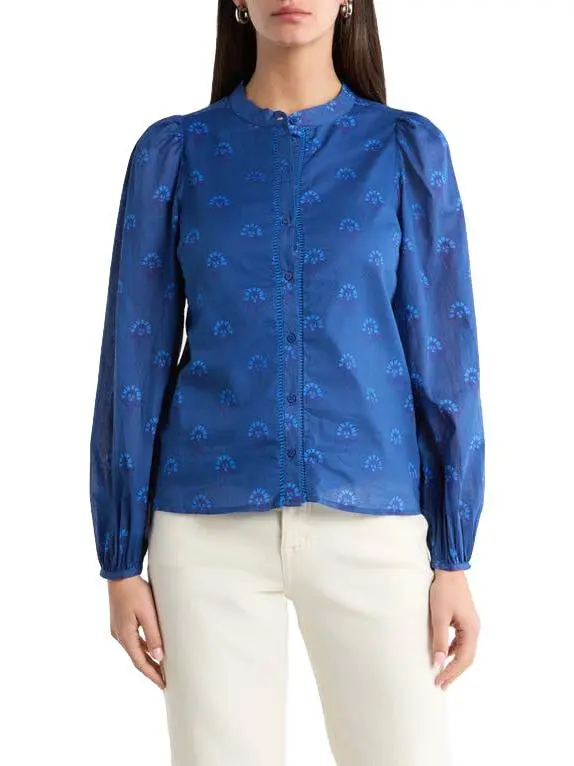 SUGARLIPS Briza Medallion Button-up Shirt - Teal-blue