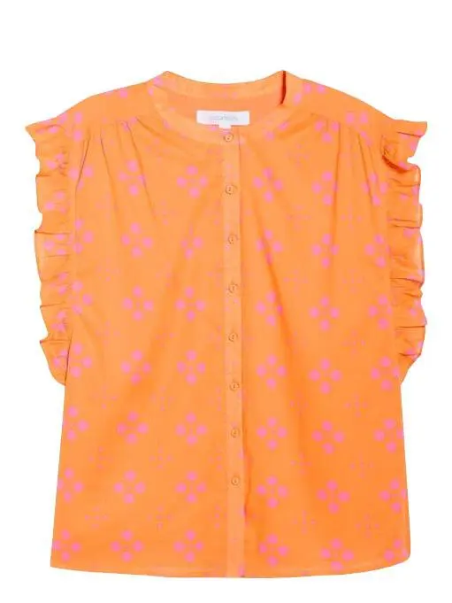 SUGARLIPS Donna Dot Hessi Sleeveless Shirt - Orange-pink