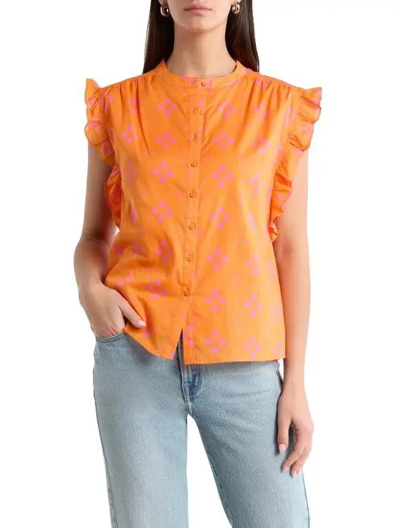 SUGARLIPS Donna Dot Hessi Sleeveless Shirt - Orange-pink