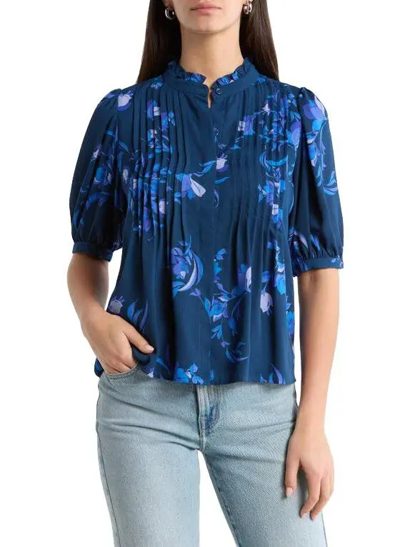SUGARLIPS Niva Floral Print Shirt - Navy-blues
