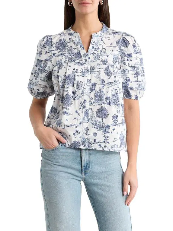 SUGARLIPS Renzo Toile Woven Shirt - White/blue Multi