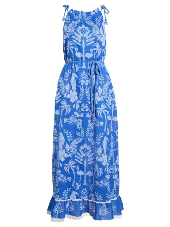 SUGARLIPS Kimana Floral Halter Maxi Dress - Cobalt-combo