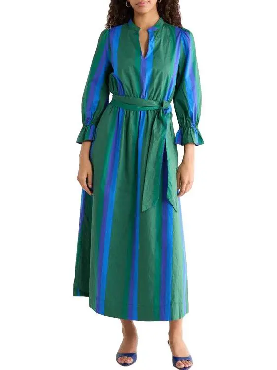 SUGARLIPS Dolary Stripe Senda Shirtdress - Emerald-blues