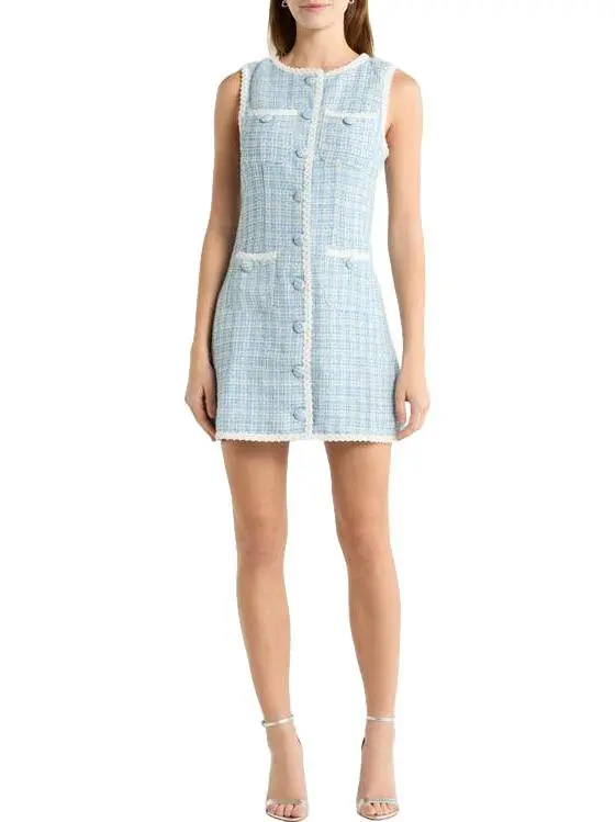 SUGARLIPS Elviane Tweed Minidress - Light-blue