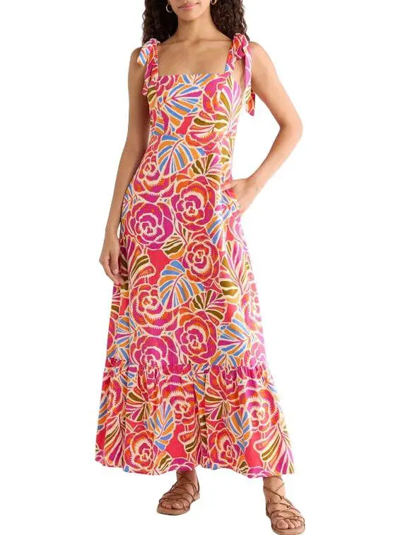 SUGARLIPS Floral Tie-strap Maxi Sundress - Pink-orange-blue