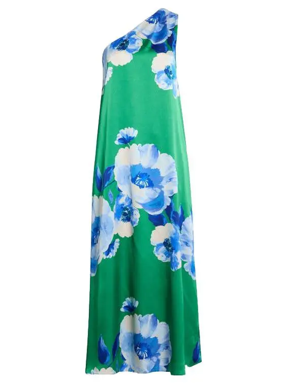 SUGARLIPS Glenna Floral One-shoulder Maxi Dress - Green-blues