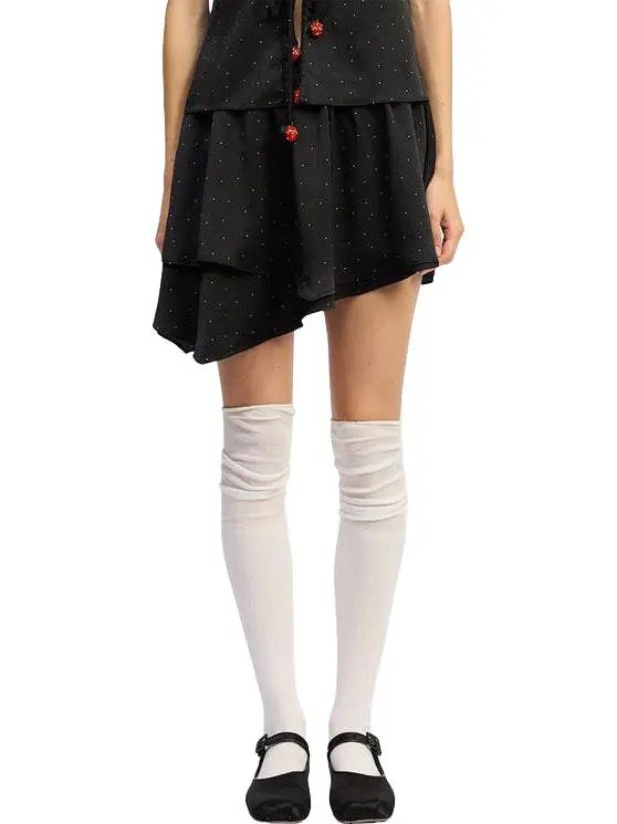 JACQUIE THE LABEL Tegan Dot Asymmetric Miniskirt - Black Ivory