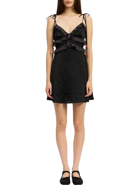 JACQUIE THE LABEL Teagan Tie-strap Mini Dress - Black Red