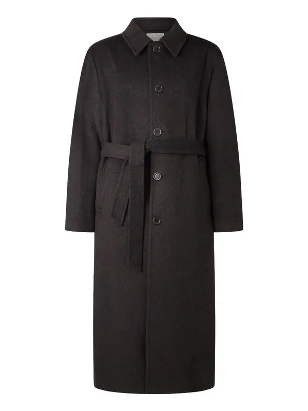 AMOMENTO Belted Wool-blend Coat - Brown