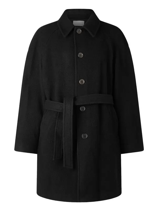 AMOMENTO Belted Wool-blend Coat - Black