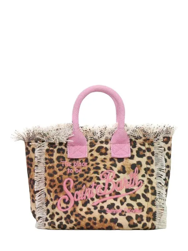 MC2 SAINT BARTH Mini Leopard-print Fringed Vanity Bag - Neutrals