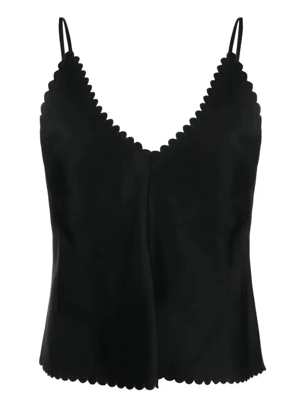 JIL SANDER Scalloped Satin Tank Top - Black