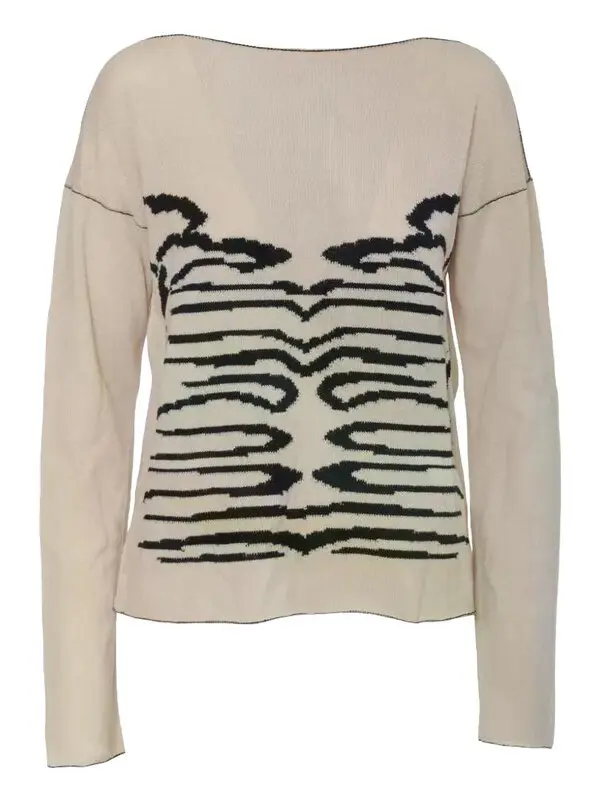 KRIZIA Zebra-print Crewneck Sweater - Neutrals