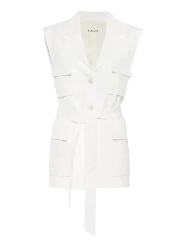 P.a.r.o.s.h Belted Waistcoat With Pockets - White