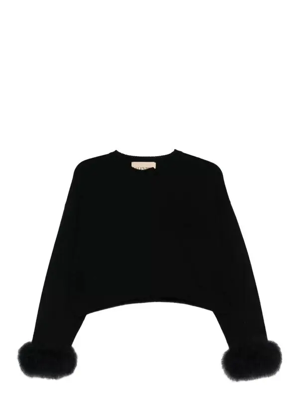 Valentino Garavani Fur-trim Cashmere Sweater - Black