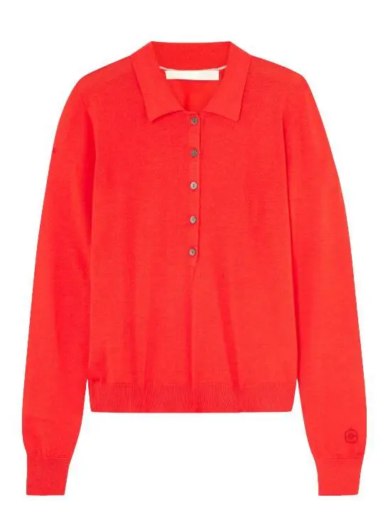 RÙADH Merino Wool Dea Embroidered Polo Sweater - Red