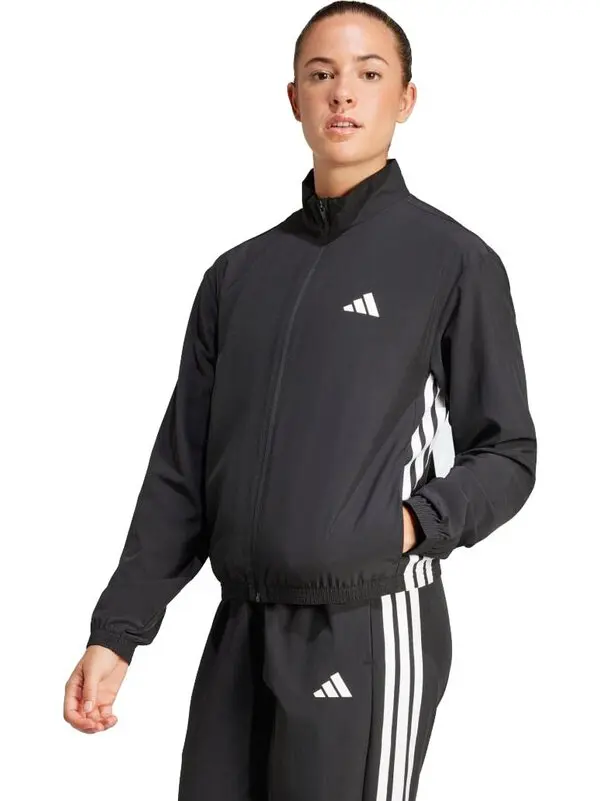 Adidas Train Essentials 3-stripes Woven Warm-up Jacket - Black / White