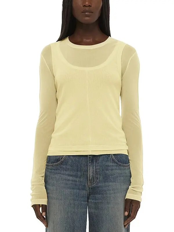 Helmut Lang Mesh Layered Tee - Limoncello