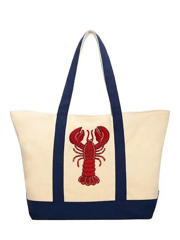 Aqua Canvas Tote - Lobster