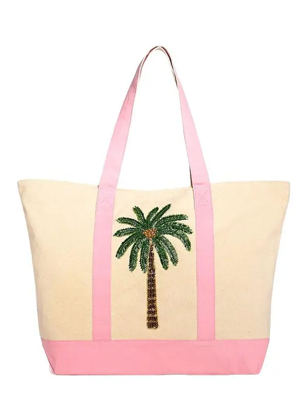 Aqua Canvas Tote - Palm